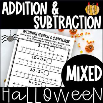Halloween Addition Subtraction Number Line Worksheets | Crayon Lane Teach