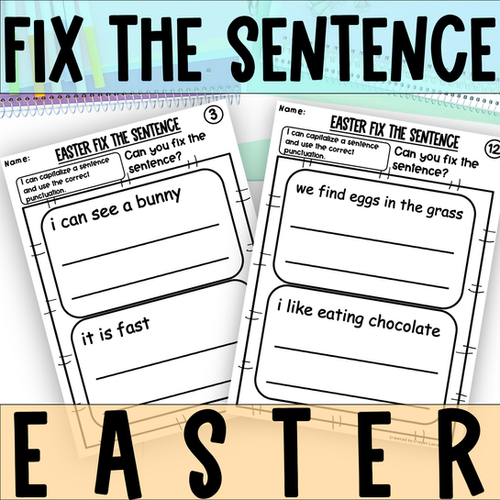 Easter Sentence Correction Worksheets Fix the Sentence | Crayon Lane Teach
