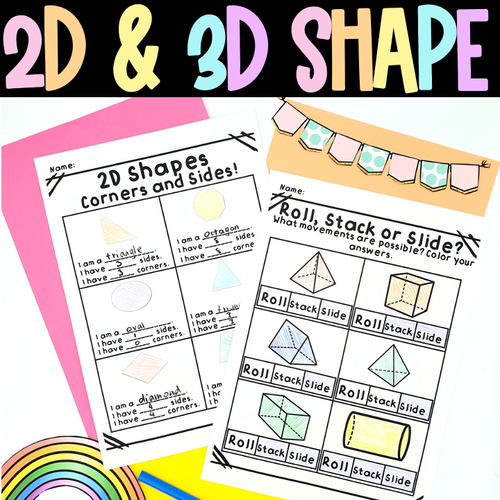 2D and 3D Shapes Worksheets | Crayon Lane Teach