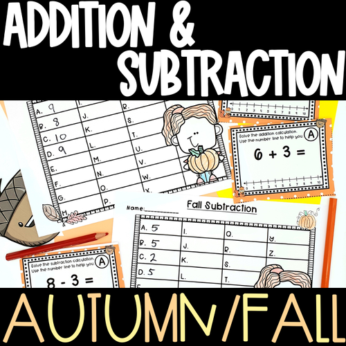 Autumn Fall Addition Subtraction Task Card Bundle. | Crayon Lane Teach