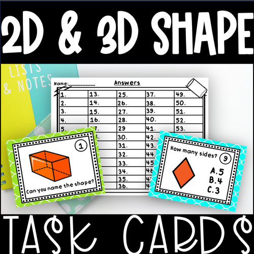 2D and 3D Shapes Task Card Bundle | Crayon Lane Teach