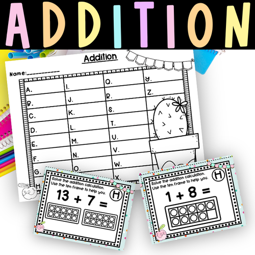 Addition with Ten Frames Task Cards | Crayon Lane Teach