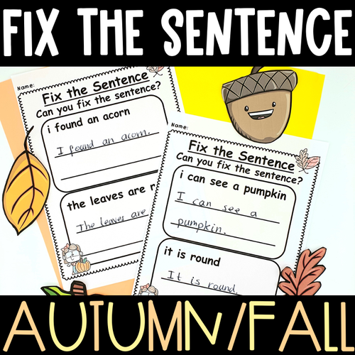 Fall Autumn Sentence Writing Worksheets | Crayon Lane Teach