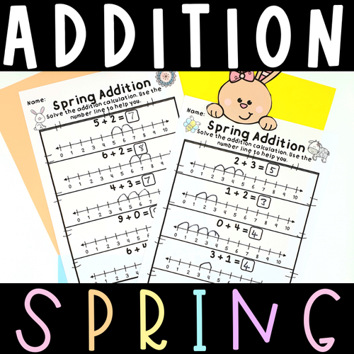 Spring Addition with a Number Line Worksheets Kindergarten 1st Grade ...