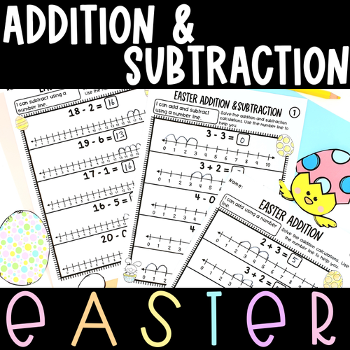 Easter Addition Subtraction Number Line Worksheet Bundle | Crayon Lane ...