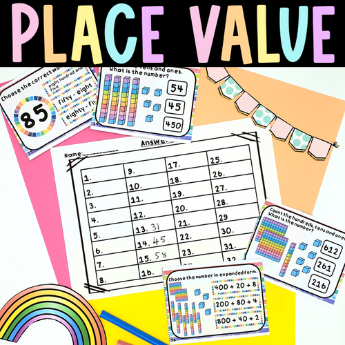 Place Value Hundreds, Tens, Ones Task Card Bundle | Crayon Lane Teach