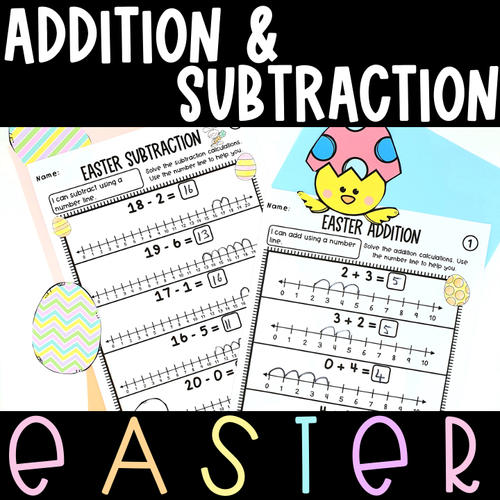 Easter Addition Subtraction Number Line Worksheet Bundle | Crayon Lane ...