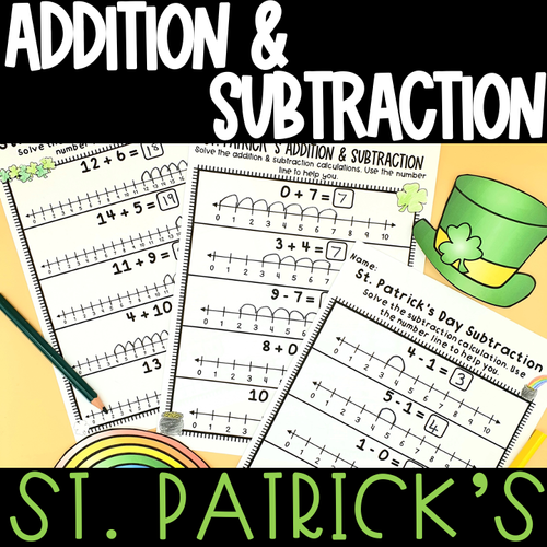 St. Patrick's Day Addition Subtraction Number Line | Crayon Lane Teach