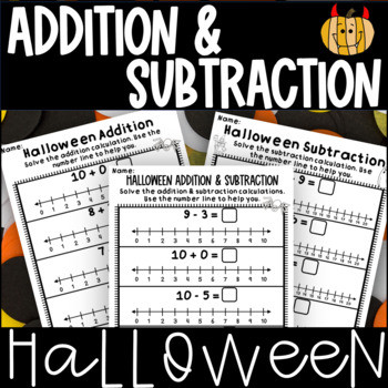 Halloween Addition Subtraction Number Line Worksheets | Crayon Lane Teach