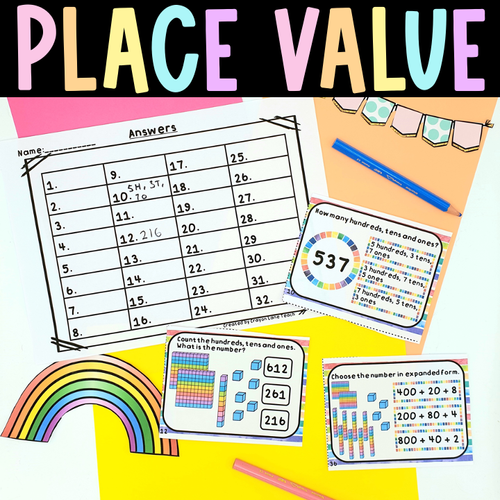 Place Value Hundreds Tens and Ones Task Cards | Crayon Lane Teach
