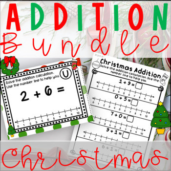 Christmas Addition Number Line Worksheets Task Cards | Crayon Lane Teach