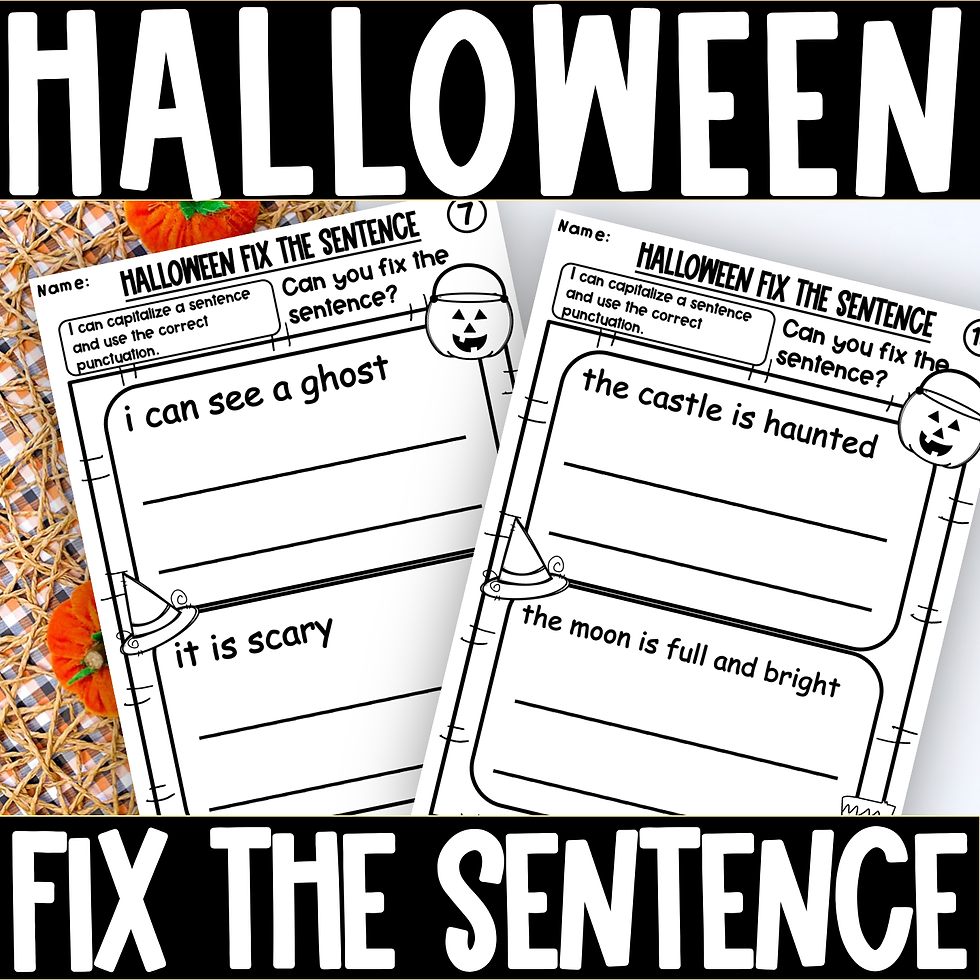 Halloween Sentence Correction Worksheets | Crayon Lane Teach