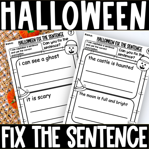Halloween Sentence Correction Worksheets | Crayon Lane Teach