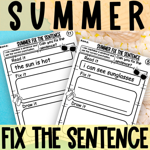 Summer Sentence Correction Worksheets | Crayon Lane Teach