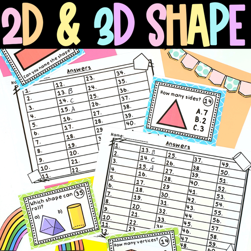 2D and 3D Shapes Task Cards | Crayon Lane Teach