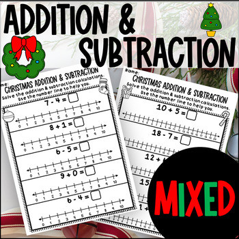 Christmas Addition Subtraction Number Line Worksheets | Crayon Lane Teach