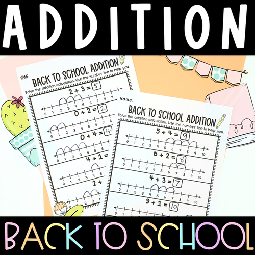 Back to School Addition Number Line Worksheets | Crayon Lane Teach