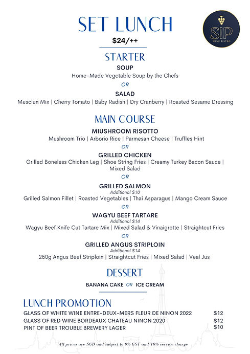 Our Menu | Singapore | Sip Wine Bistro