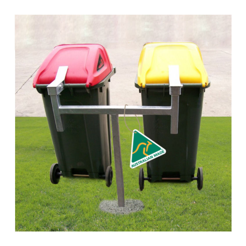 SECURE WHEELIE BIN STAND, POLE, TWIN SINGLE (4+ QTY) | Mr Wheelie Bin