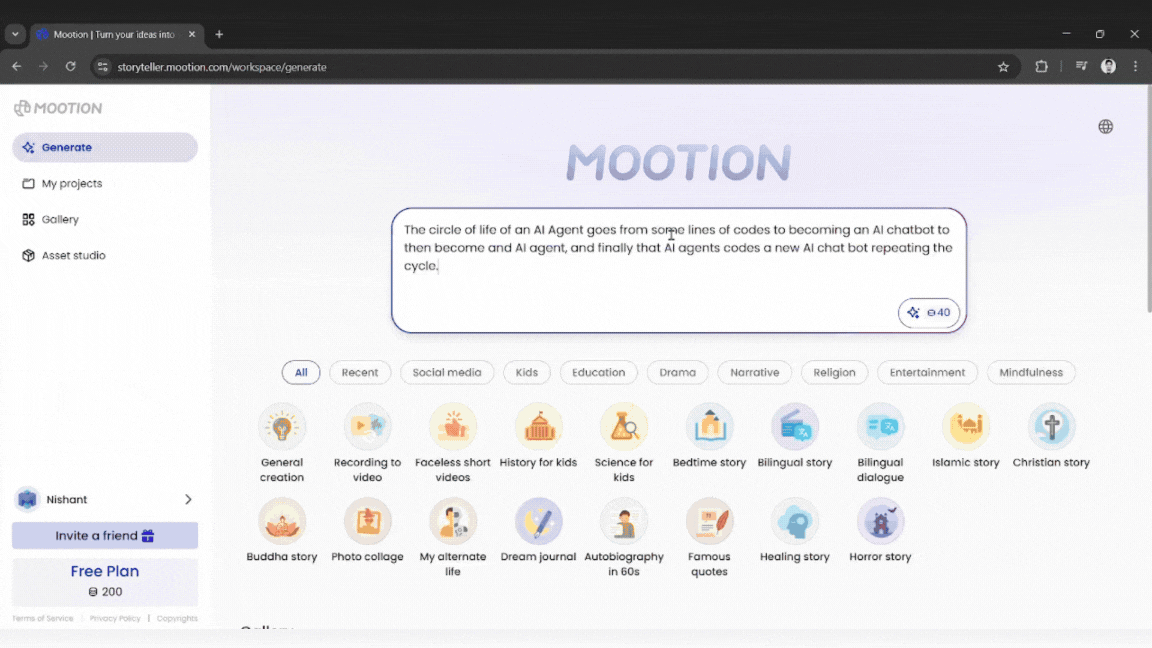 Create Full Videos from One Prompt with Mootion: An Agentic AI Video Generator