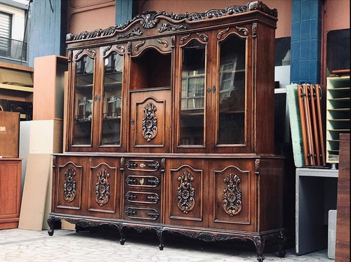 Fransa Menşeili El Yapımı Ahşap Oyma Antika/Vintage Vitrin Konsol ...