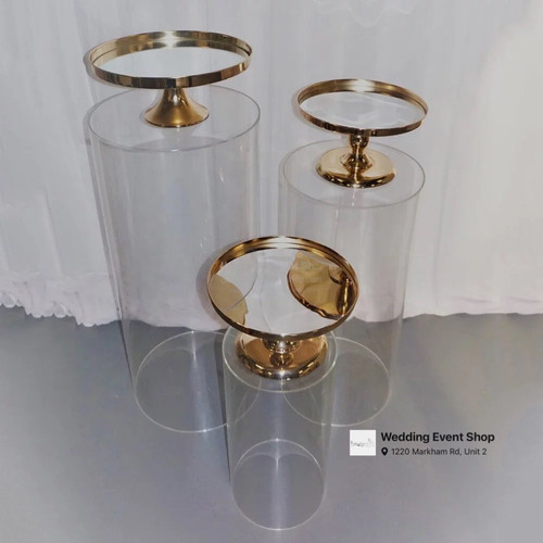 Round clear plinth set 3 | Wedding Event Shop