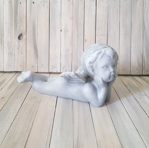 Large Angel Laying Down with Hands Under Chin | Wikmar Ceramics