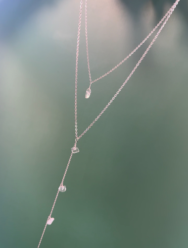 Double Layered Plunge Neck Drop Down Necklace | GEMJEWELLERYKXO