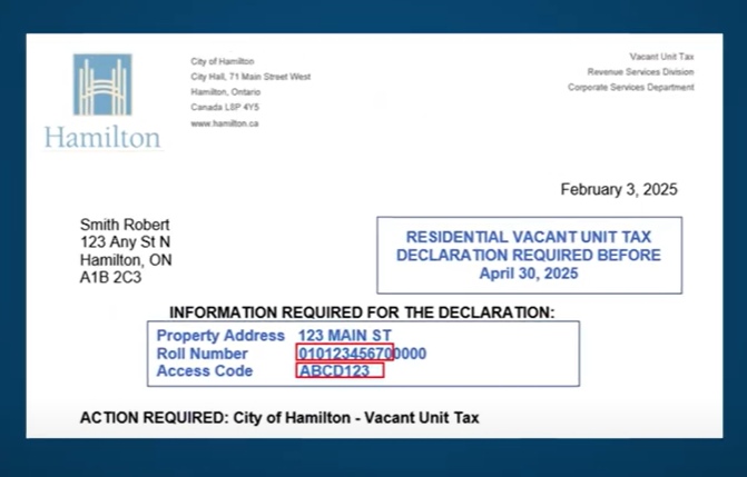 NOW OPEN: Hamilton Vacant Unit Tax Declaration Form