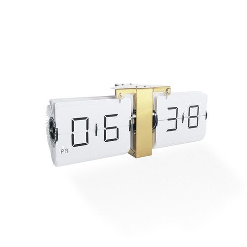 Large Frameless Flip Clock (Gold Finish/White Cards) | ideaPOT