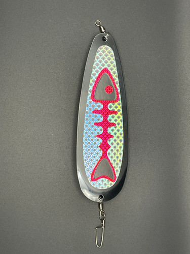 X2 Pink Fish Bone Scale Sling Blade Style Dodger 5.5" | X2 Fishing