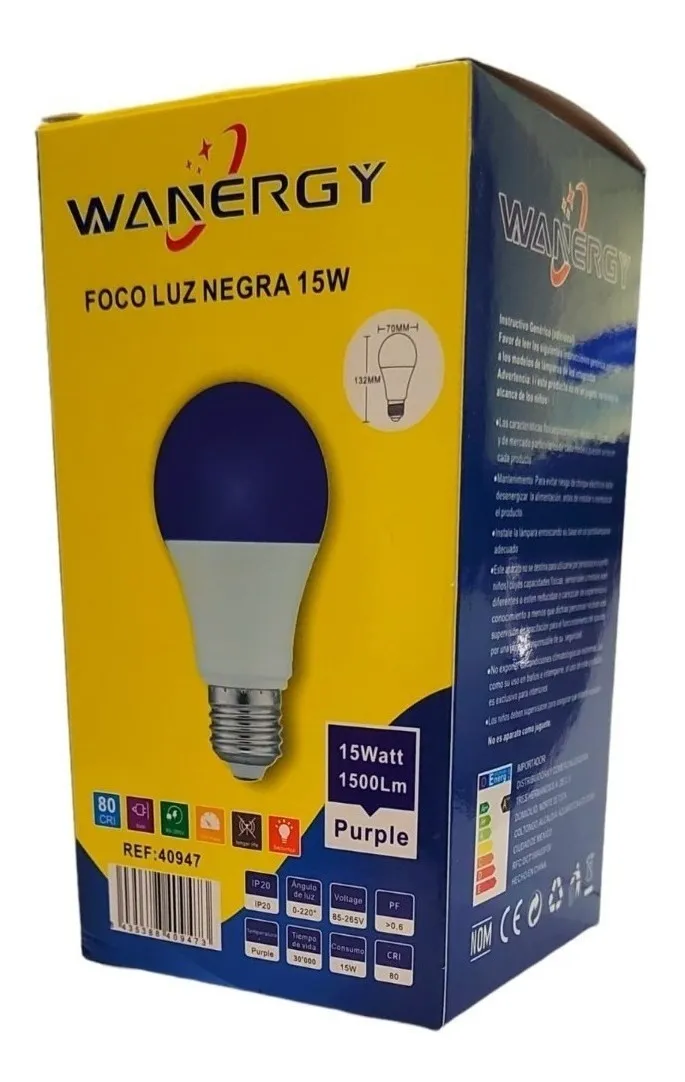 FOCO WANERGY LED 15W LUZ NEGRA | ELÉCTRICA 5 BALMEX