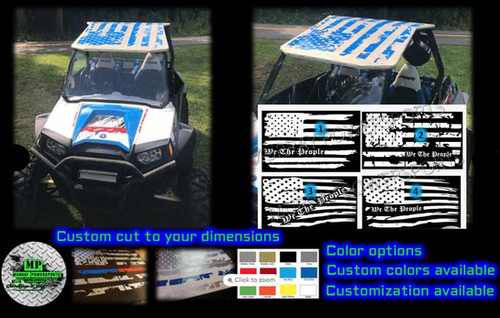 Distressed American Flag 2 seat UTV/RZR/TRUCK/CAR Roof Decal (color op ...