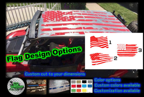 Distressed American Flag 4 seat UTV/RZR/TRUCK/CAR Roof Decal (color op ...