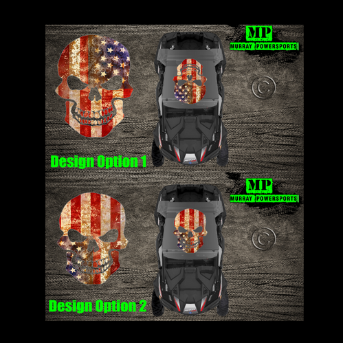 SXS/UTV/RZR/Truck/Car American Flag Skull Roof Decal | Murray Powersports