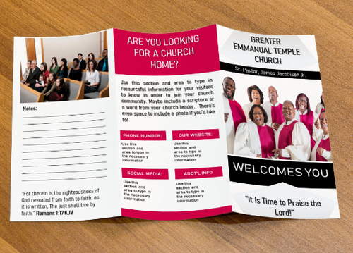 MS PowerPoint Trifold Church Bulletin Brochure US Letter | Drea's ...