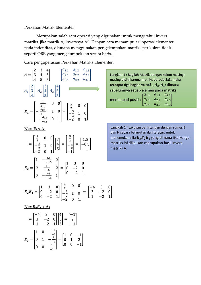 Mencari Invers Matriks dengan Metode Perkalian Matriks Elementer