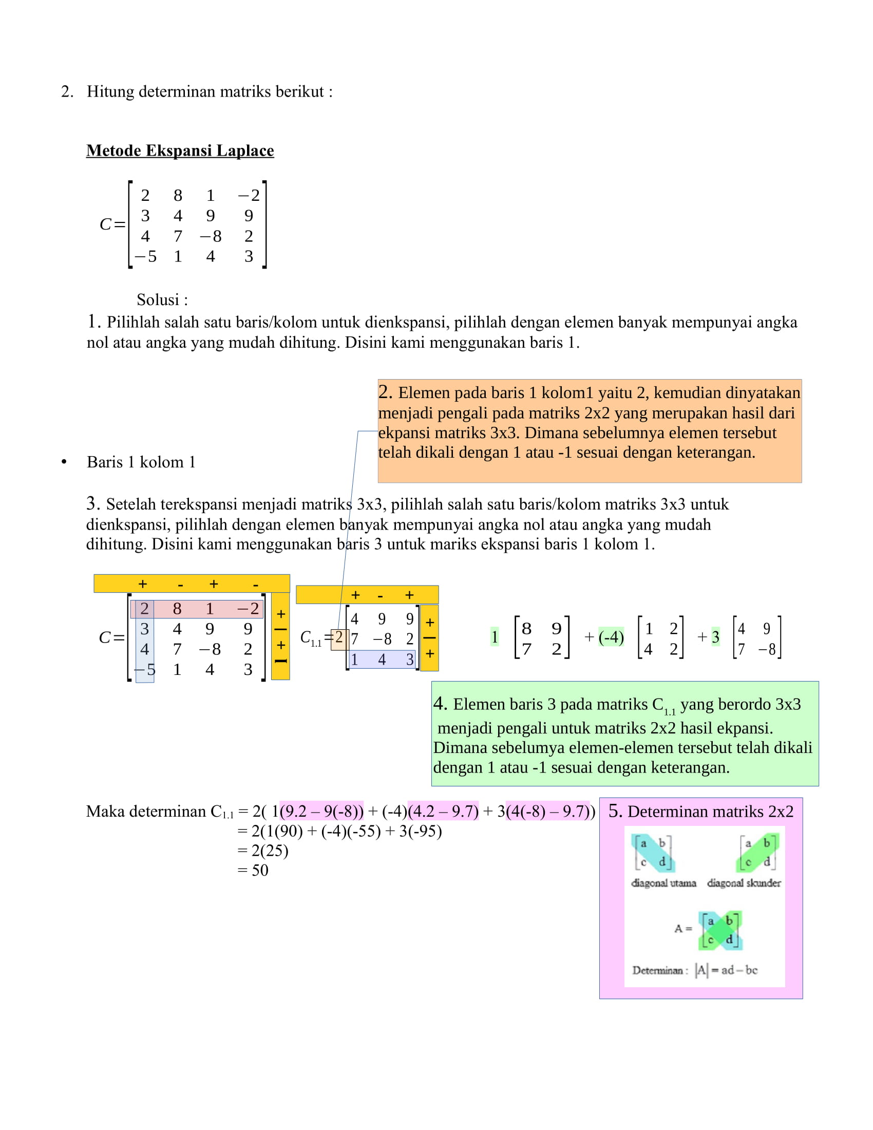 Menyelesaikan Determinan Matriks dengan Metode Ekspansi Laplace dan ...