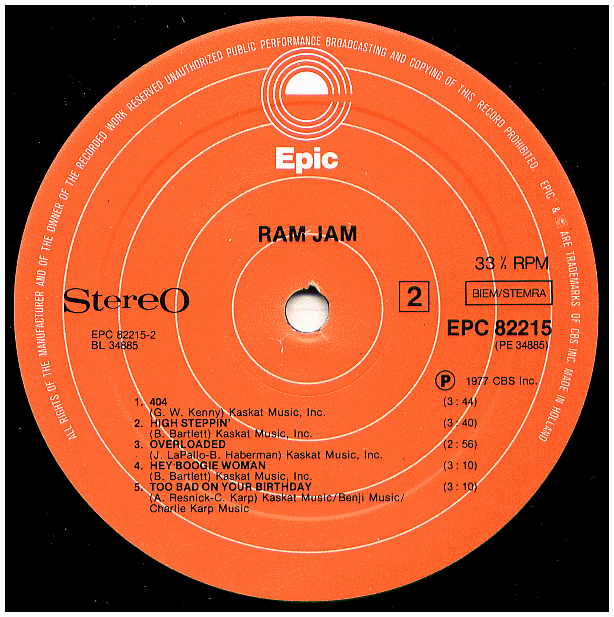 Pochette Ram Jam de Ram Jam en HD