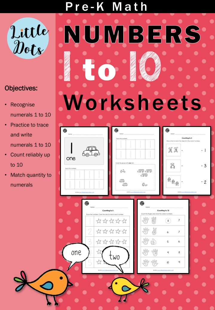 Pre K Numbers 1 To 10 Worksheets And Activities Little Skip Counting 