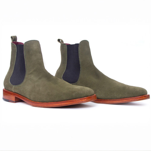 Chelsea Boots (Leather Sole) - Olive Green | DANT