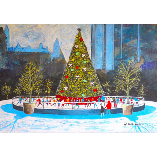 Festive Skating Rink - Pittsburgh Greeting Card by Al Middlemiss ...