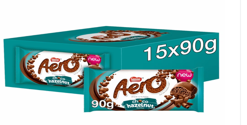 Aero Hazelnut Chocolate Sharing Bar 90g x 15 | Bulk Bites