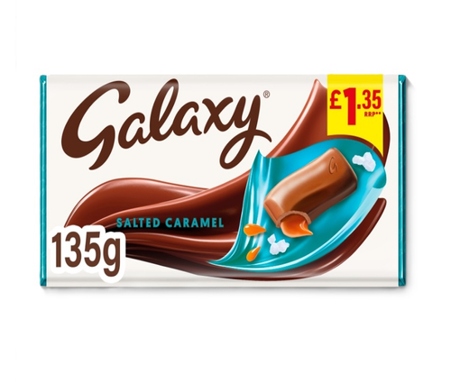 Galaxy Salted Caramel & Milk Chocolate Block Bar £1.35 PMP 135g x 24 ...