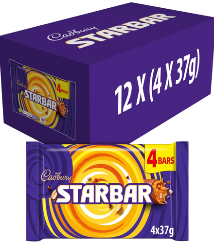 Cadbury Starbar Chocolate Bar 4 Pack Multipack 148g x 12 | Bulk Bites