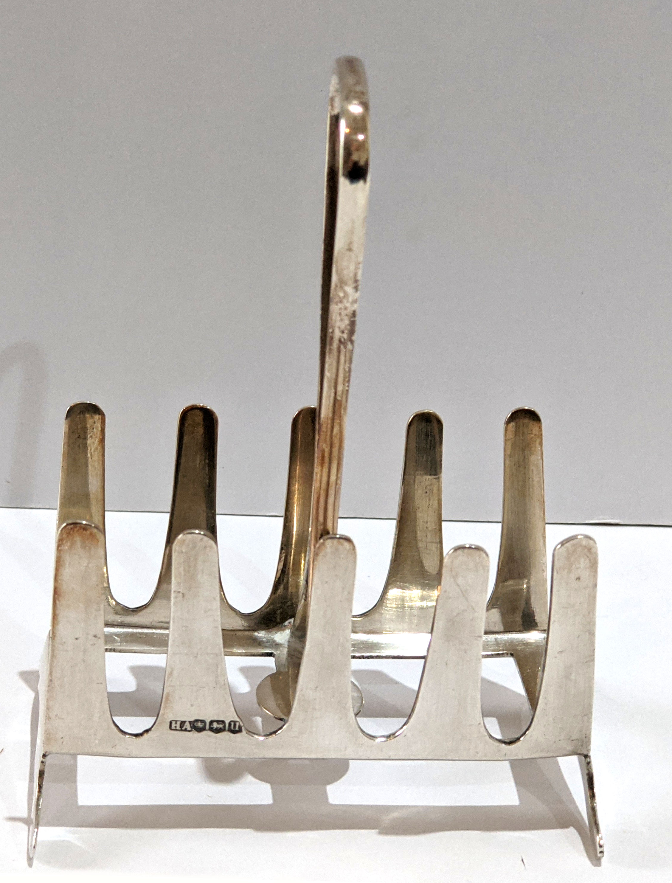 1937 Art Deco Rare Shape Hallmarked Solid Silver Toast Rack 75gms Harry ...