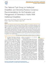 NTG Guidelines for Evaluation and Management of Dementia in Adults with ID