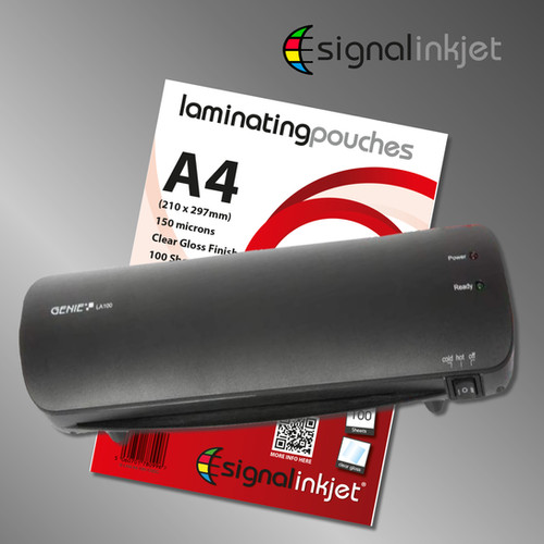 A4 LAMINATING KIT - GENIE LA100 & 100 POUCHES - 150 MICRON | Signalinkjet