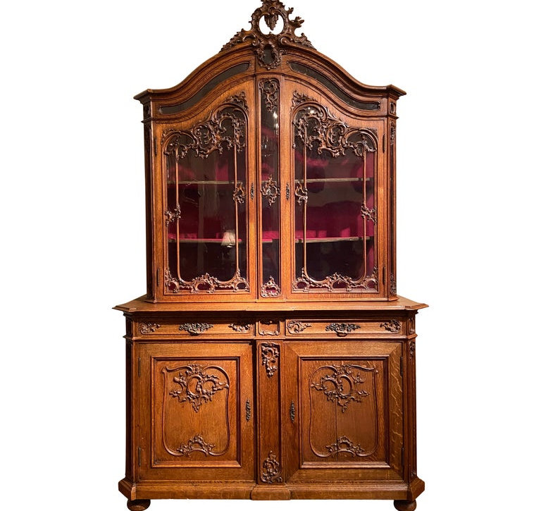 antique-french-li-geoise-carved-cabinet-with-glass-front-doors-circa ...