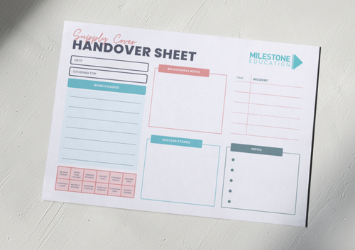 Supply Handover Sheets (50 pages) | Milestone Education